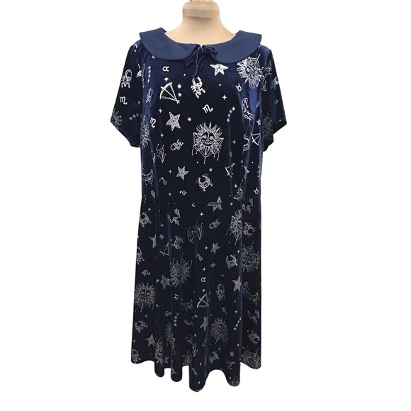 Modcloth | Dresses | Mod Cloth Velvet Dress Celestial Astrology Print ...